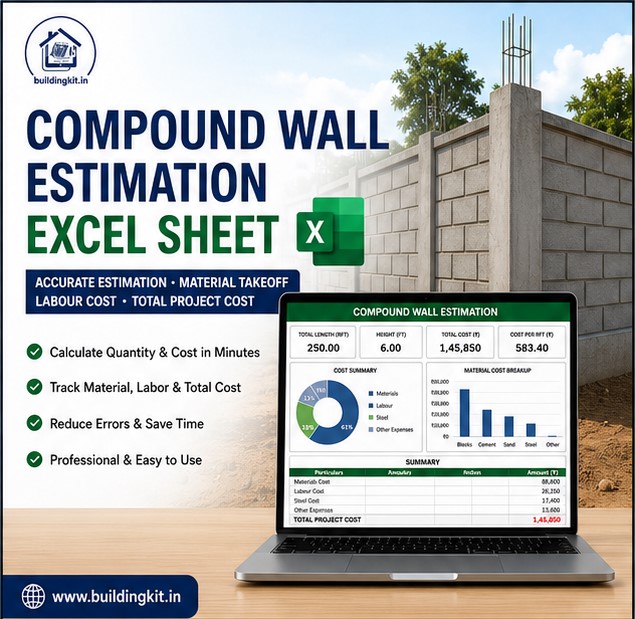 Compound wall Estimation excel sheet in English – Buildingkit